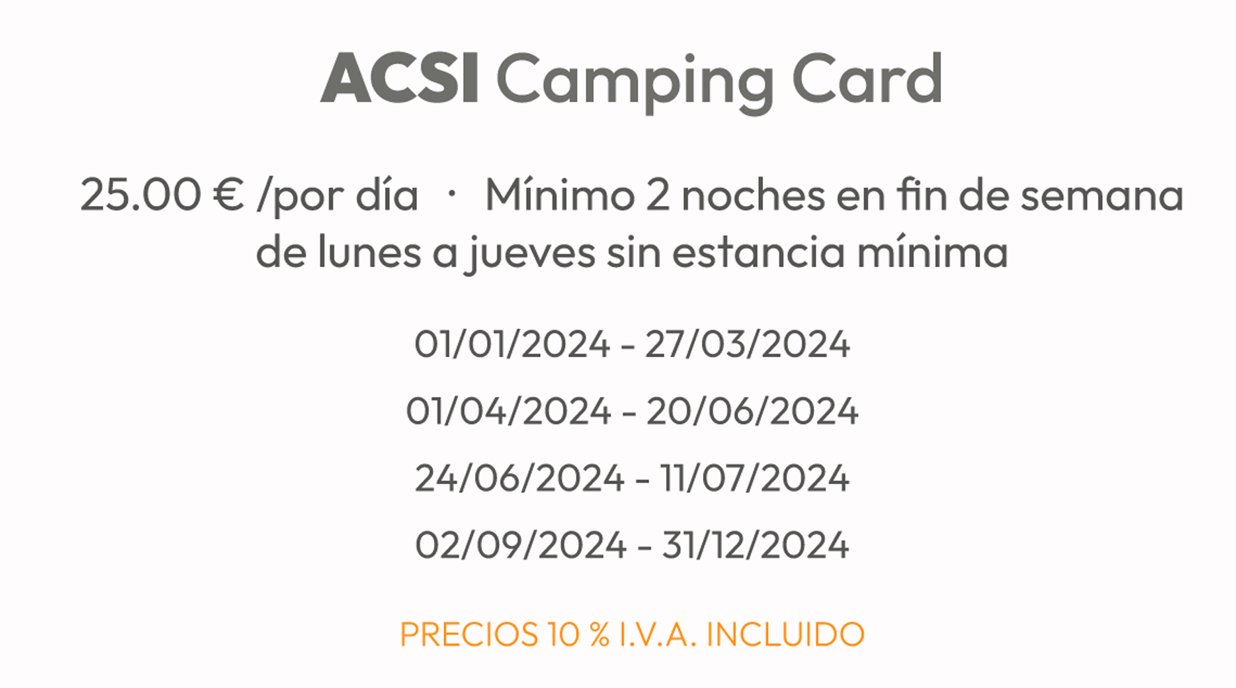 Tarifas | Camping El Naranjal